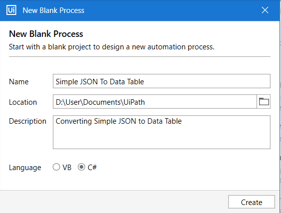 Converting Simple JSON String To Data Table Using C# In UiPath